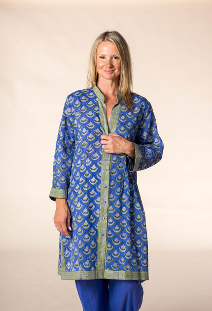 Classic Kurta Hand Block Printed Pure Cotton Nila Buti – Nila Rubia