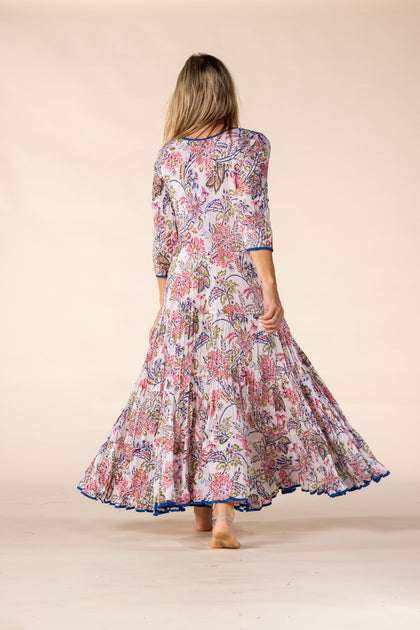 New Ruby Sun Dress Hand Block Printed Pure Cotton SS2025 Blanche Bloom ...