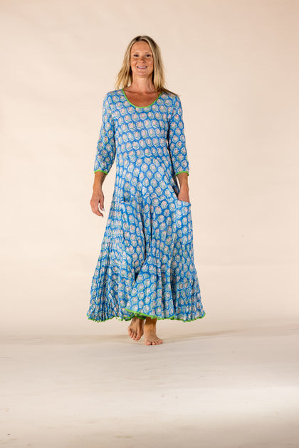 Ruby Sun Dress Hand Block Printed Pure Cotton Blush Meadow – Nila Rubia