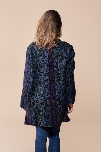 Thar Reversible Jacket in Pure Wool - Midnight Leaves – Nila Rubia