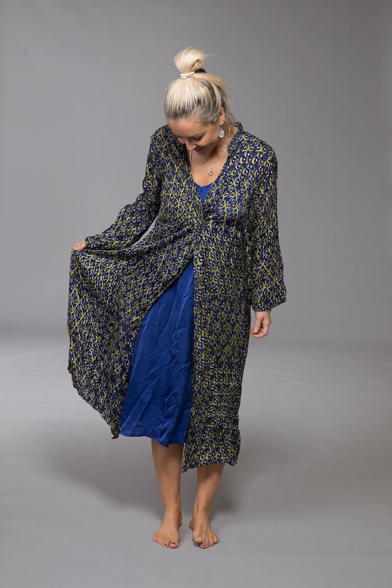 Sufiana Dress Hand Block Printed With Slip in Bamboo- Only Size L-14 L ...