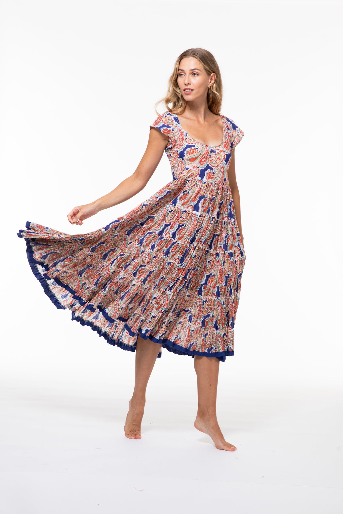 New Amber Dress Hand Block Printed Pure Cotton SS23 – Nila Rubia