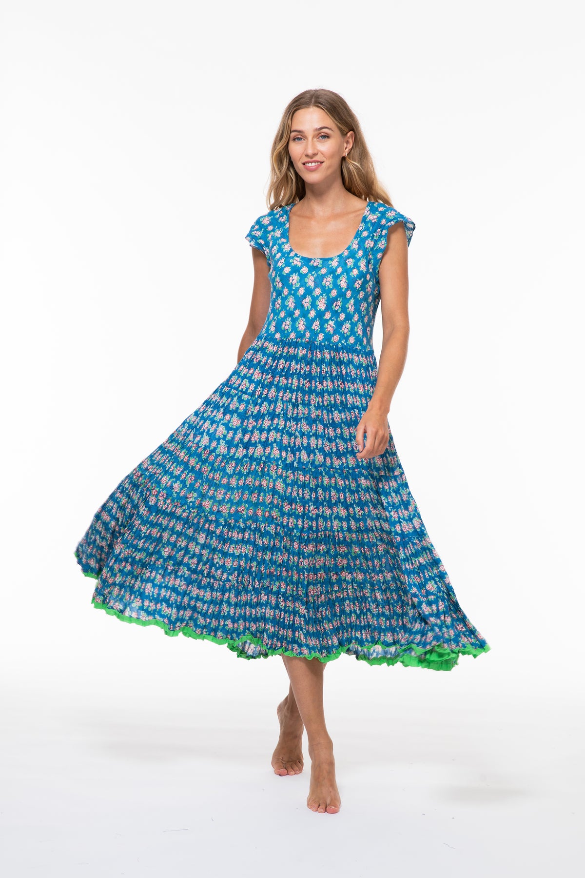 New Amber Dress Hand Block Printed Pure Cotton SS23 – Nila Rubia