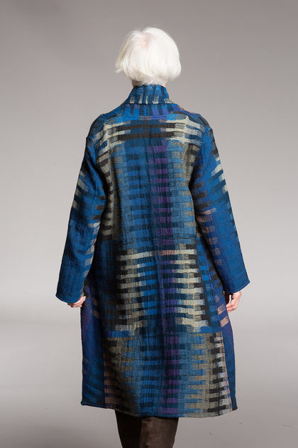 Dev Reversible Jacket in Pure Wool Blue Bricks – Nila Rubia