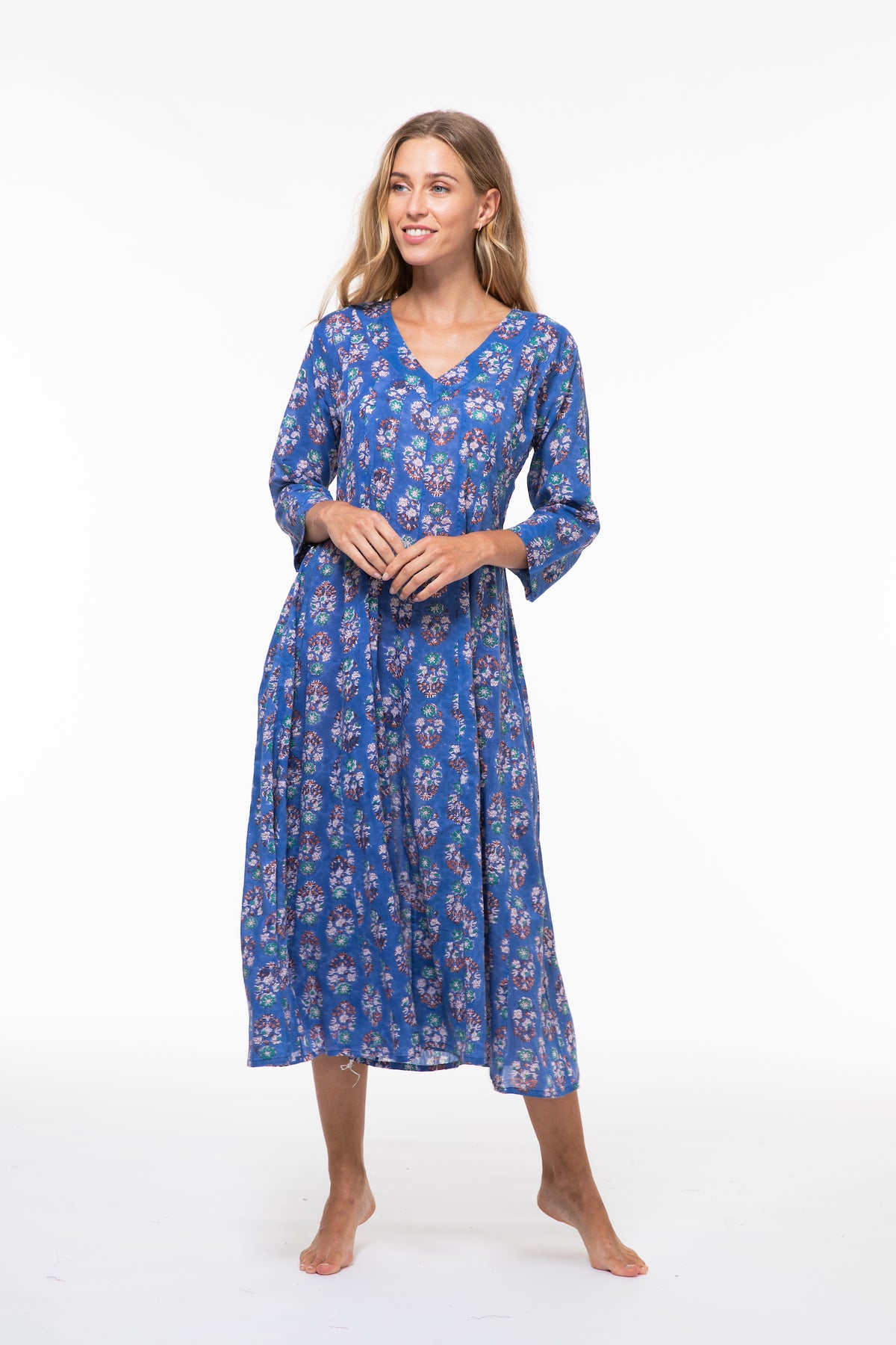 Rani Panel Dress Hand Block Printed in Pure Cotton – Nila Rubia