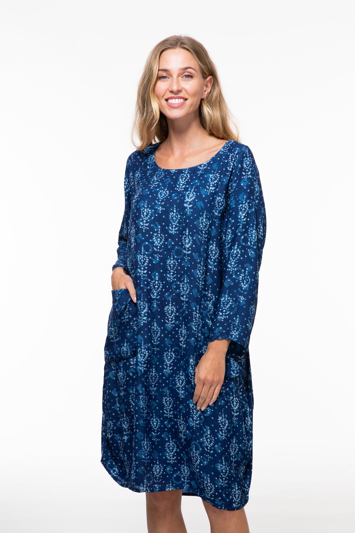 Roshan Dress Hand Block Printed Bamboo Silk – Nila Rubia